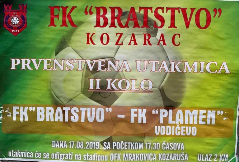 FK Bratstvo u drugom kolu domaćin ekipi FK Plamen iz Vodičeva - Kozarac.ba